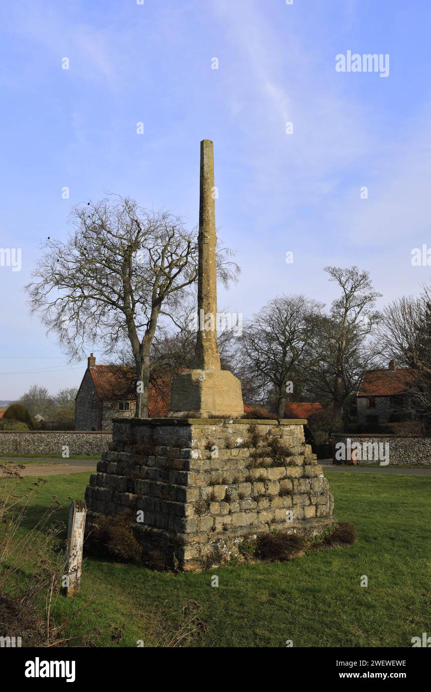 The medieval market cross at Binham village, North Norfolk, England, UK ...