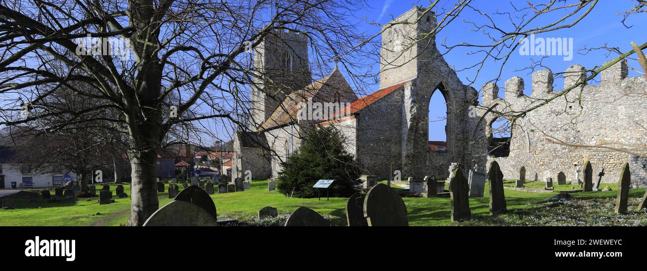 Snowdrops at Weybourne Priory and All Saints Church, Weybourne village ...