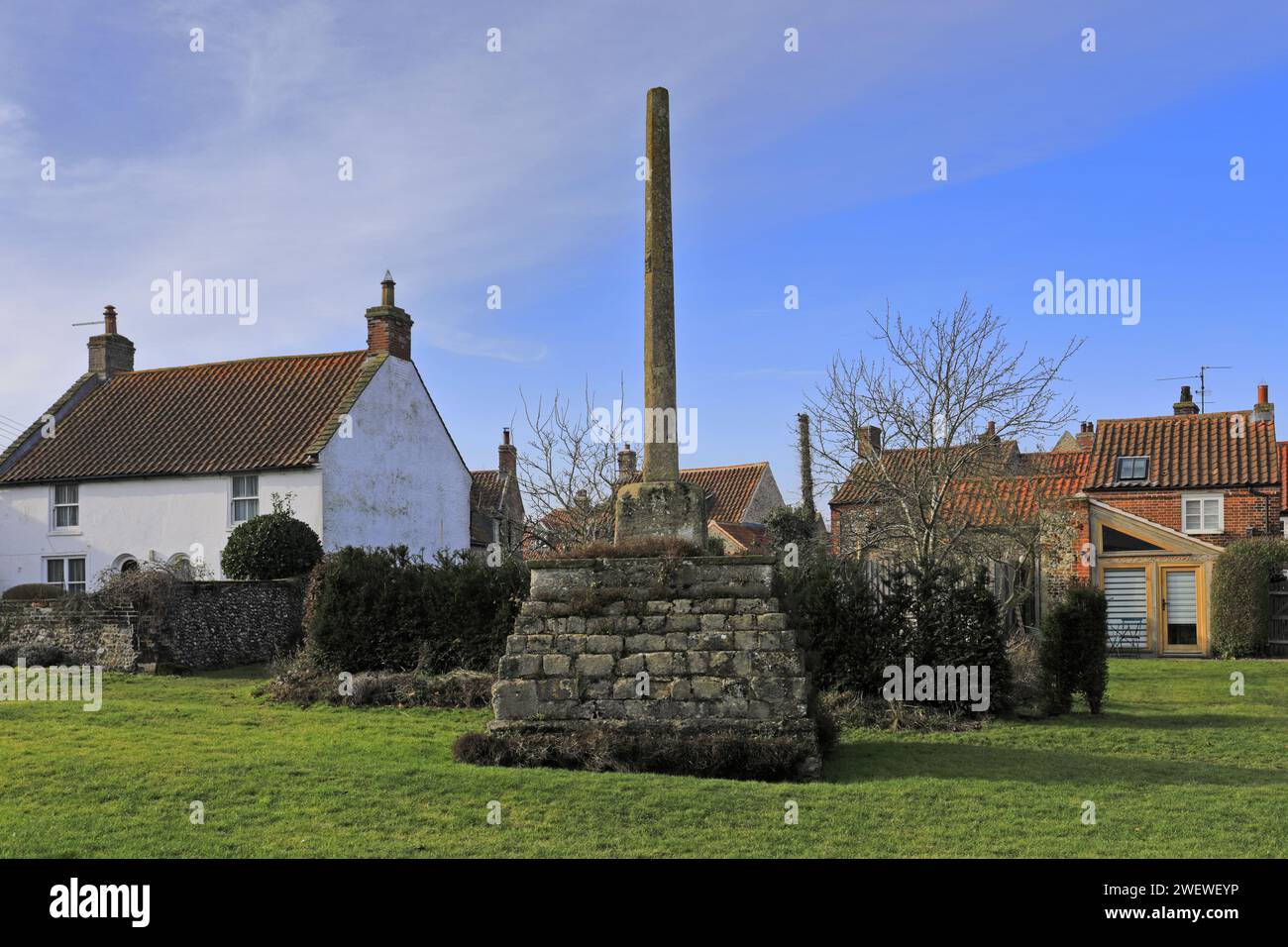 The medieval market cross at Binham village, North Norfolk, England, UK ...