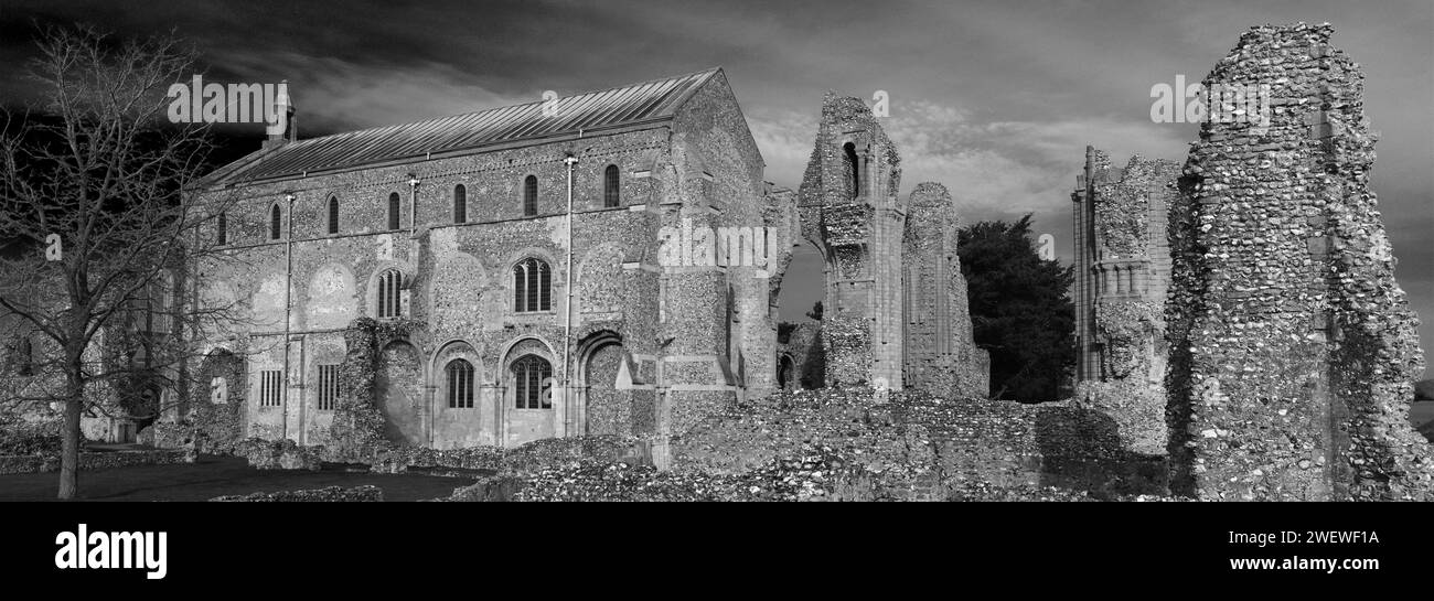 View over St Marys Priory or Binham Priory, Binham village, North ...