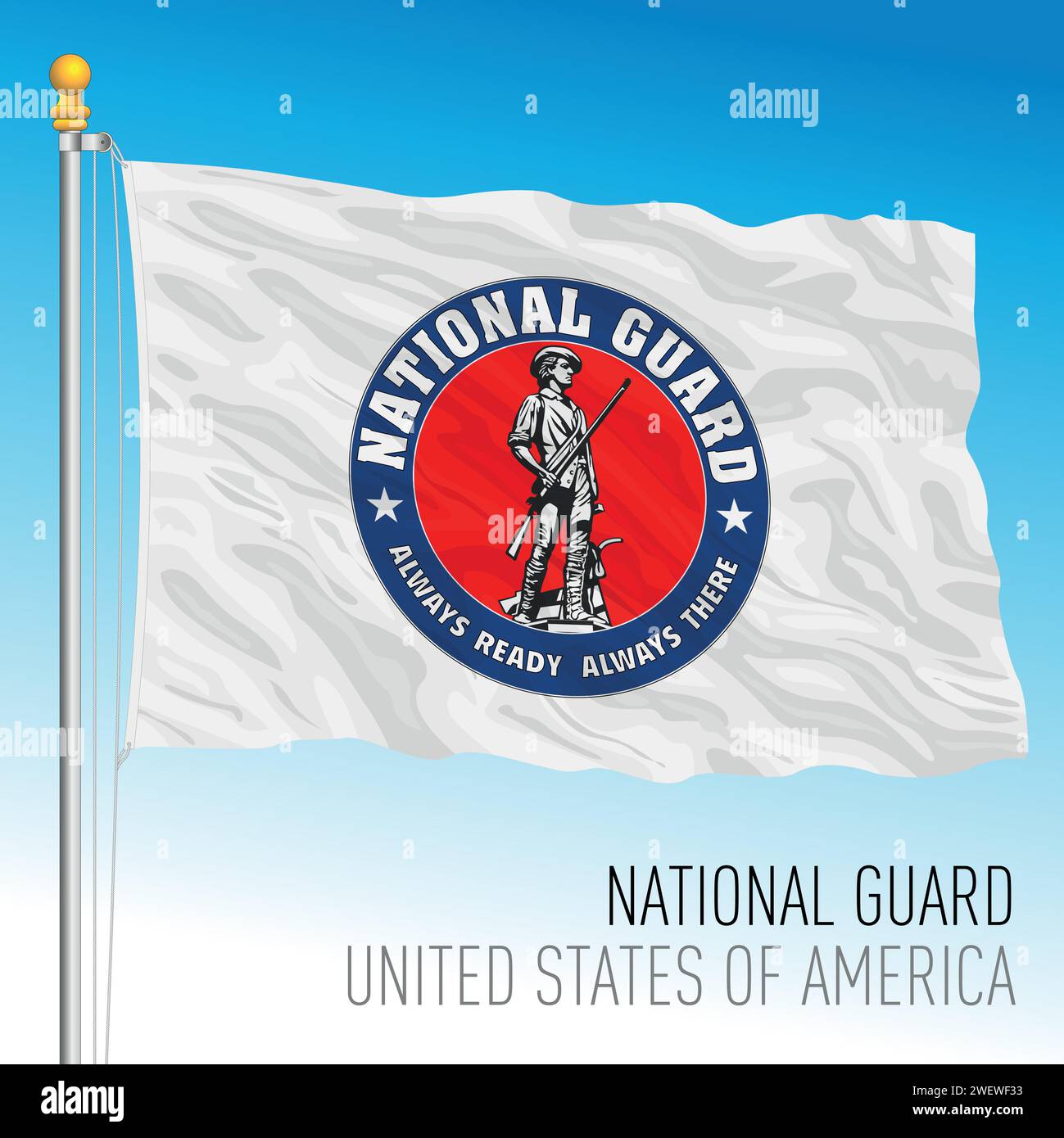 National Guard Waving Flag Usa United States Of America Vector