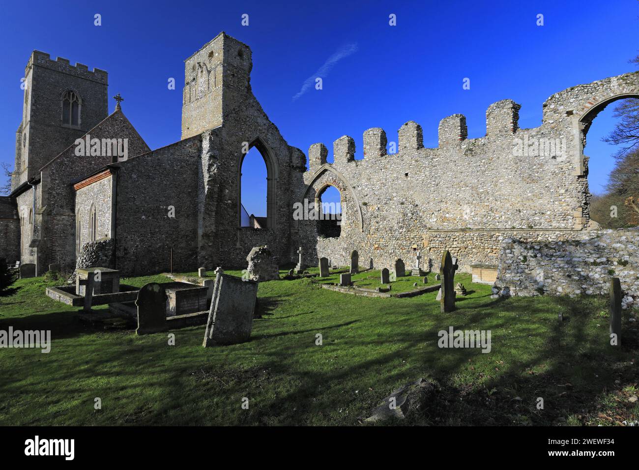 Snowdrops at Weybourne Priory and All Saints Church, Weybourne village ...
