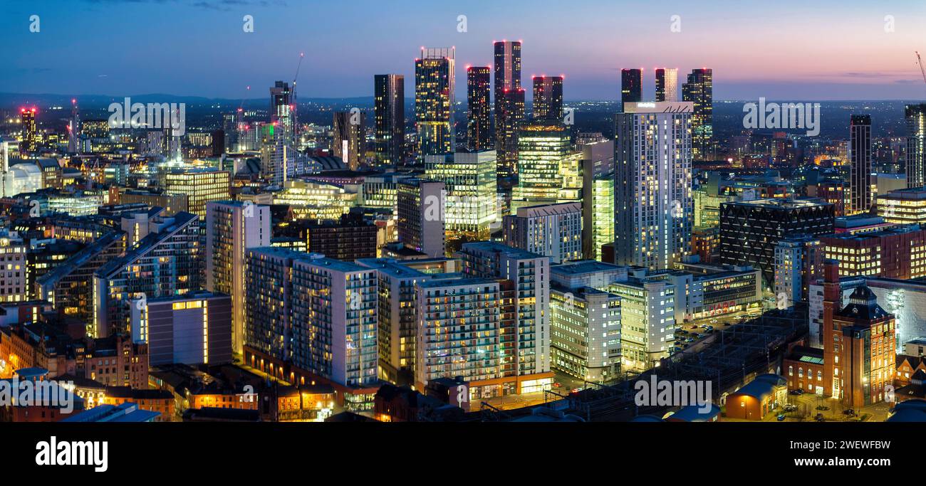 Manchester cityscapes at twilight Stock Photo - Alamy