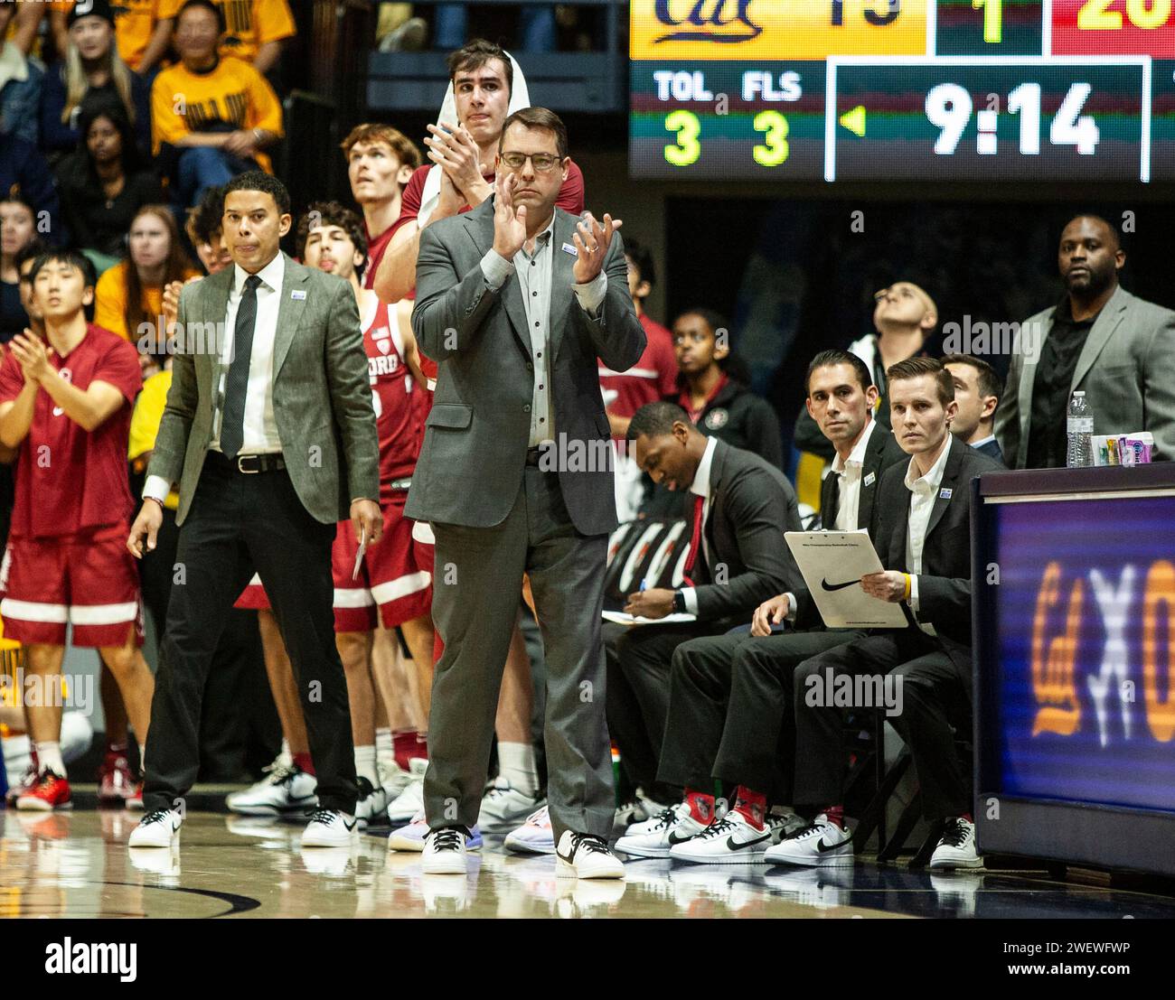 January 26 2024 Berkeley, CA U.S.A. Stanford head coach jerod Haase on ...
