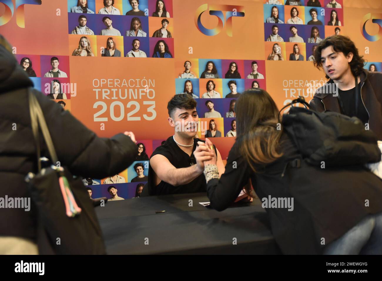 Singer Juanjo Bona during the record signing of the Operación Triunfo ...