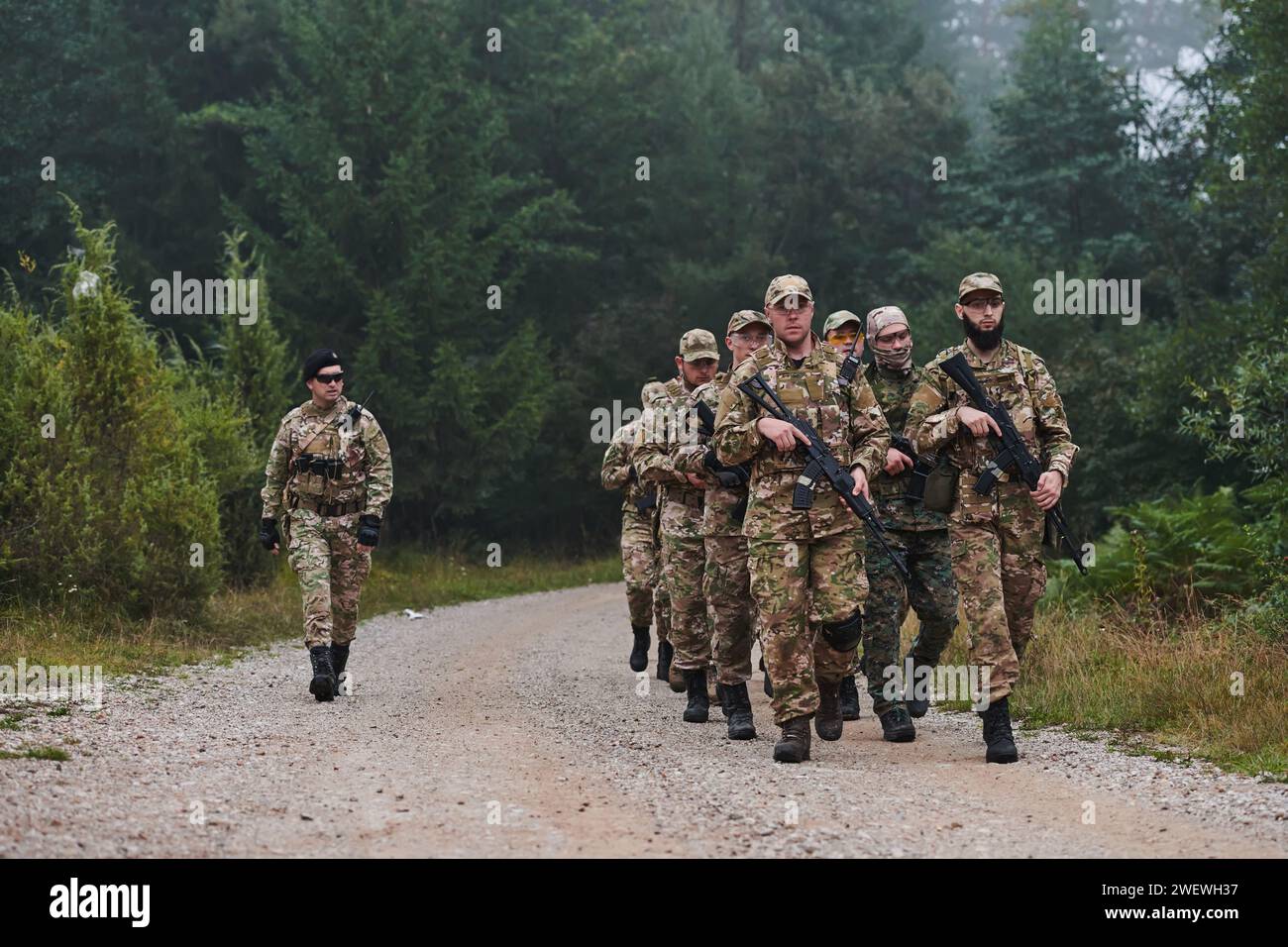 An elite military unit, led by a major, confidently parades through ...