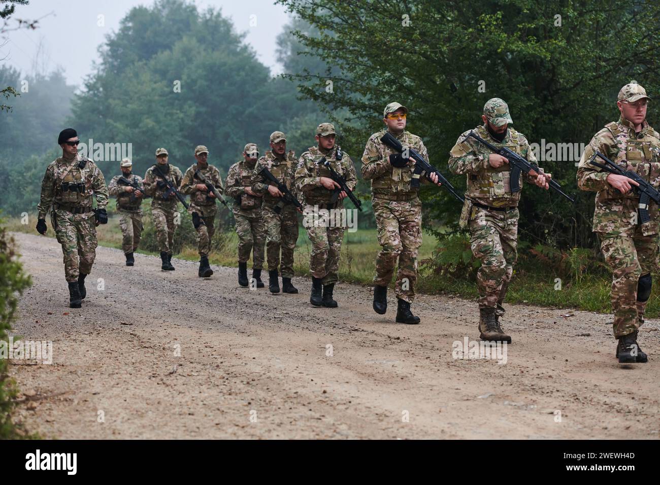 An elite military unit, led by a major, confidently parades through ...