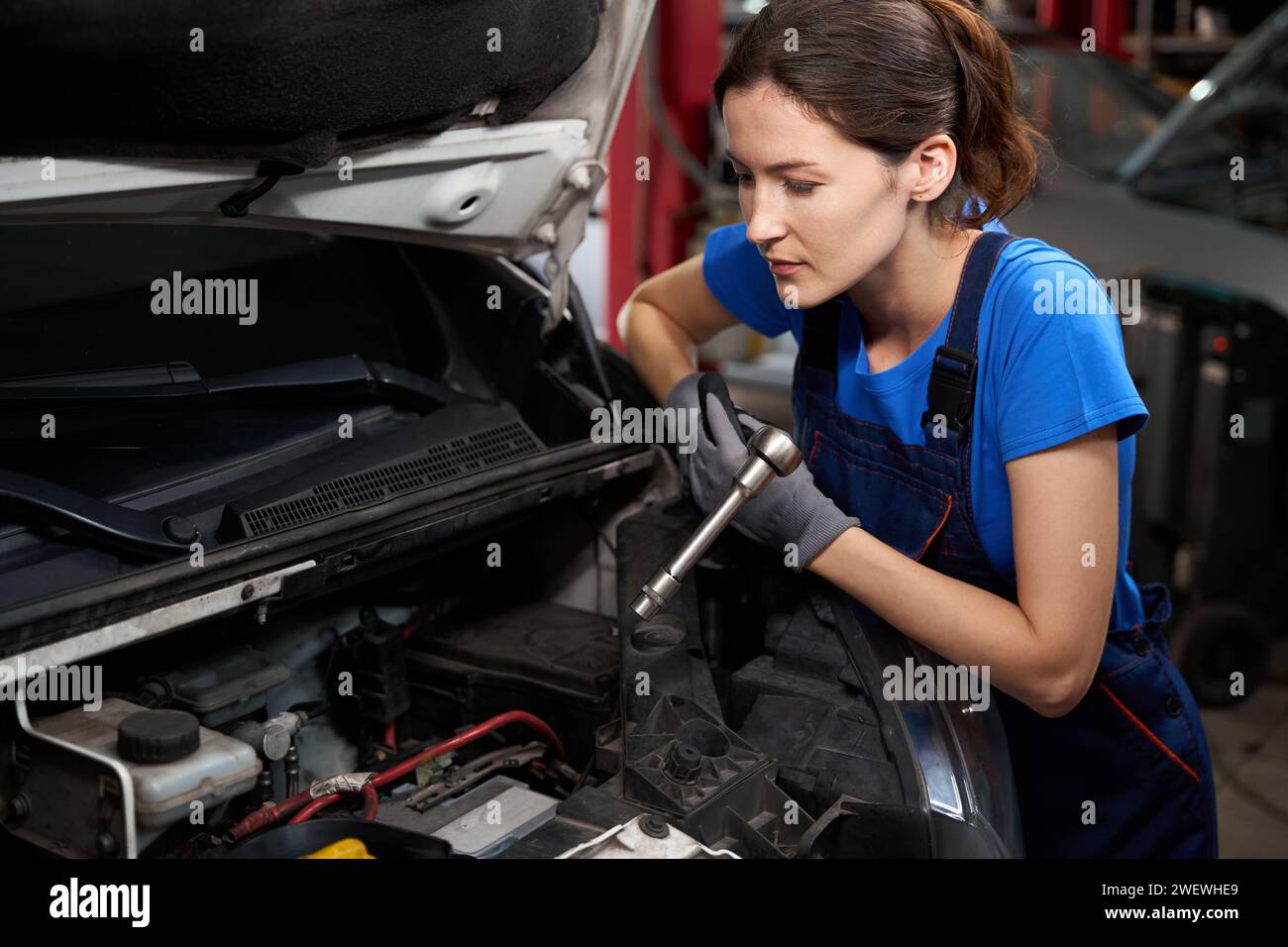 Worker stands in open hi-res stock photography and images - Alamy