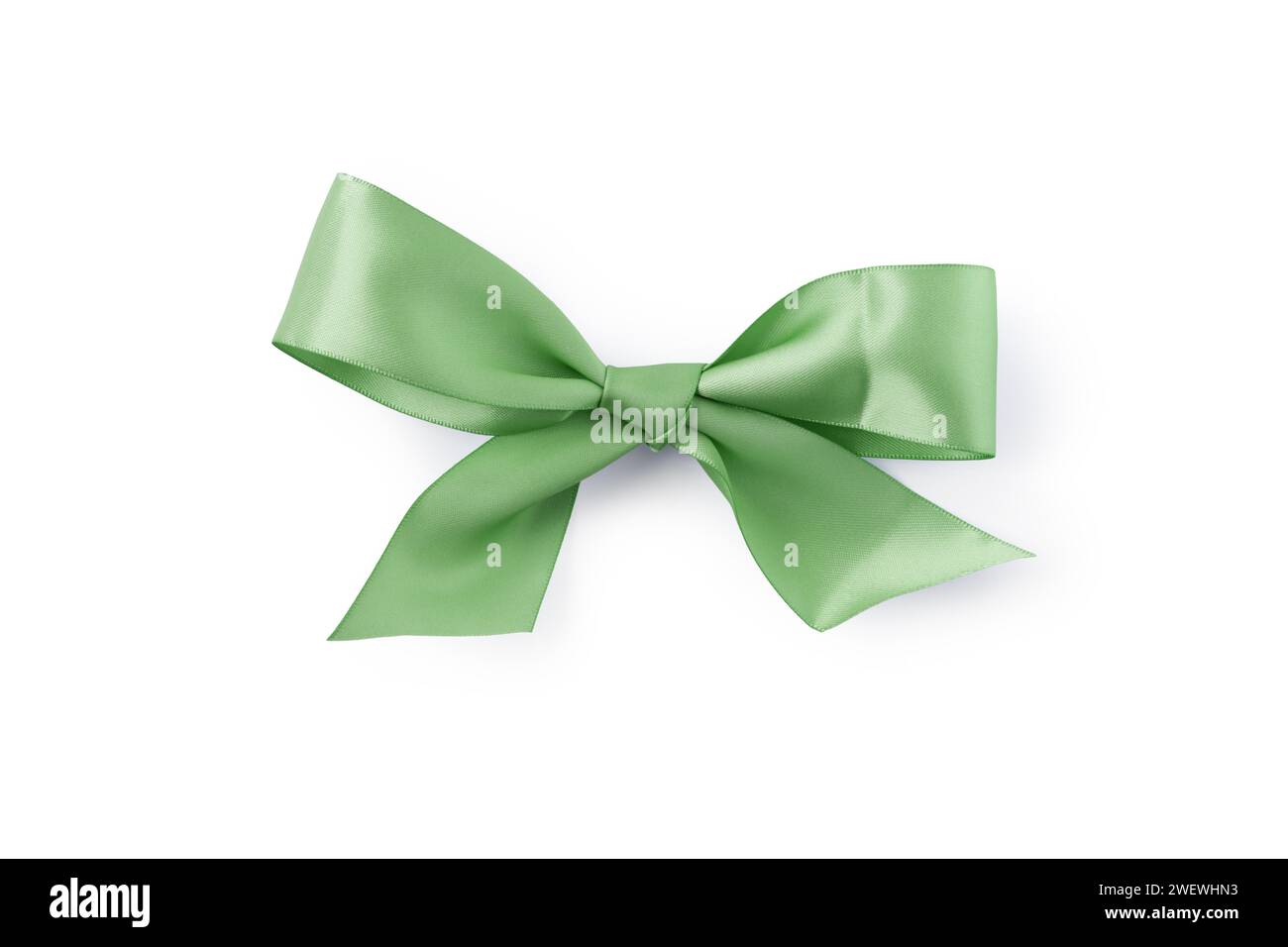 Light green ribbon bow isolated on white background, template Stock ...
