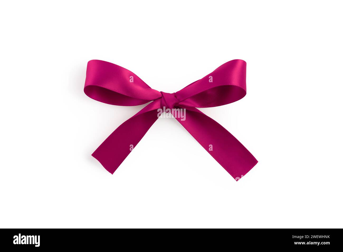 Satin ribbon bow purple color isolated on white background, element ...