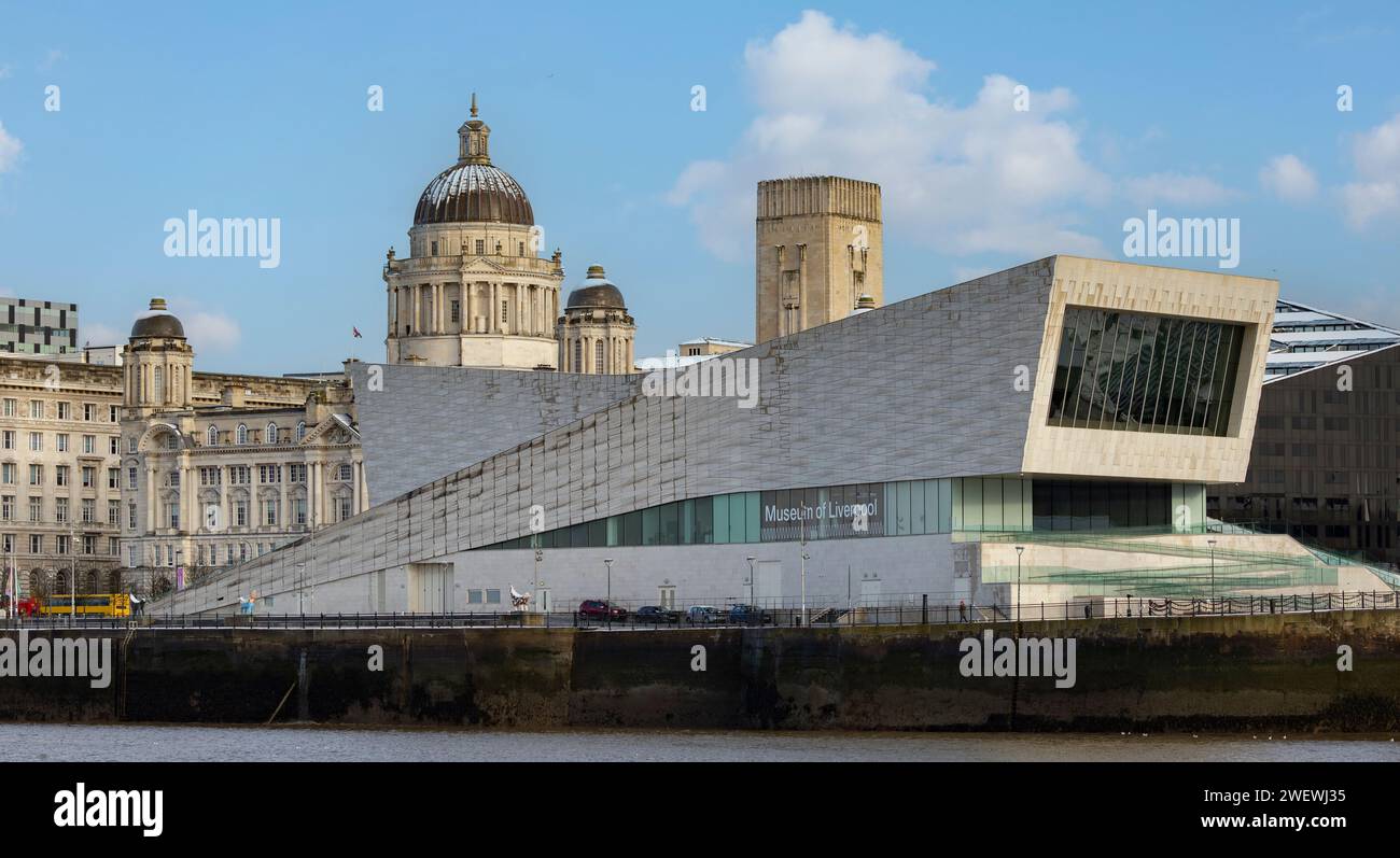 Panorama of the Liverpool waterfront captured from Liverpool, united ...