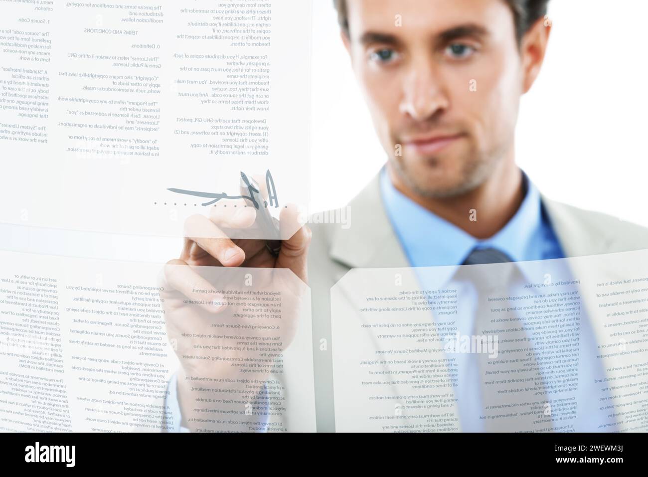 Businessman, contract and digital signature or documents for agreement ...