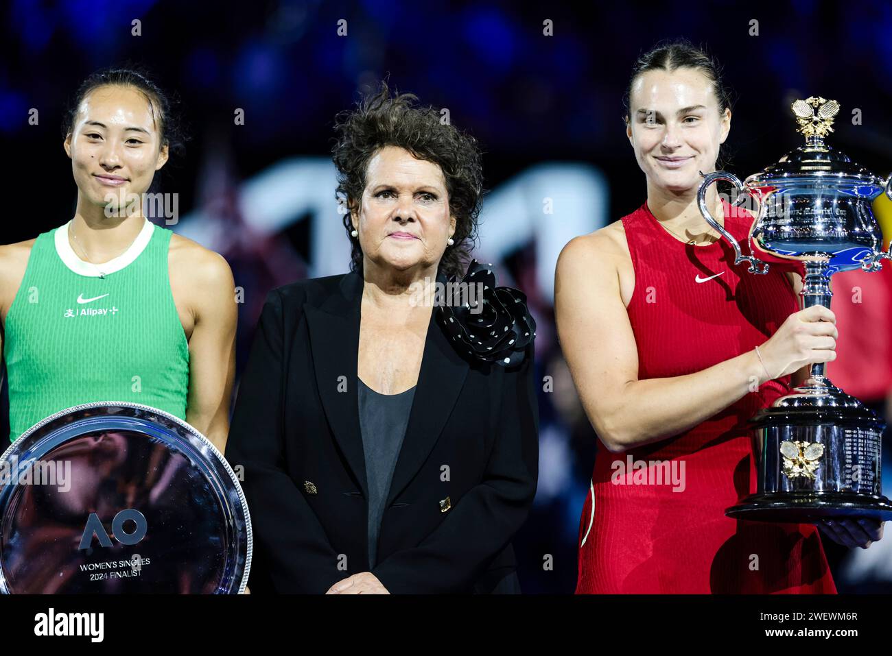 Melbourne, Australia, 27th Jan, 2024. Tennis player Qinwen Zheng from China, Evonne Goolagong ...