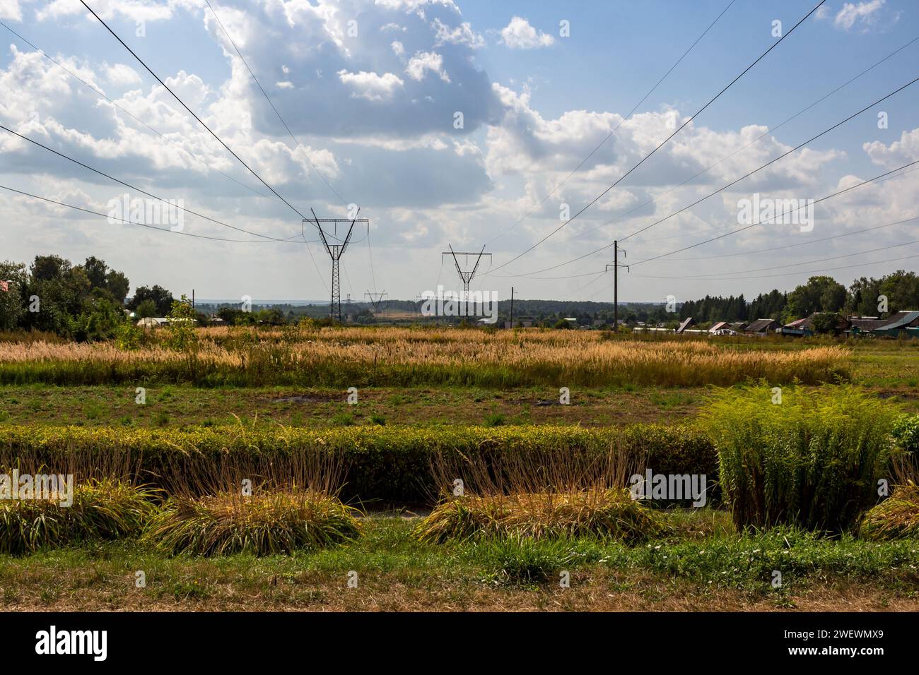 Power lines stretching into distance hi-res stock photography and ...