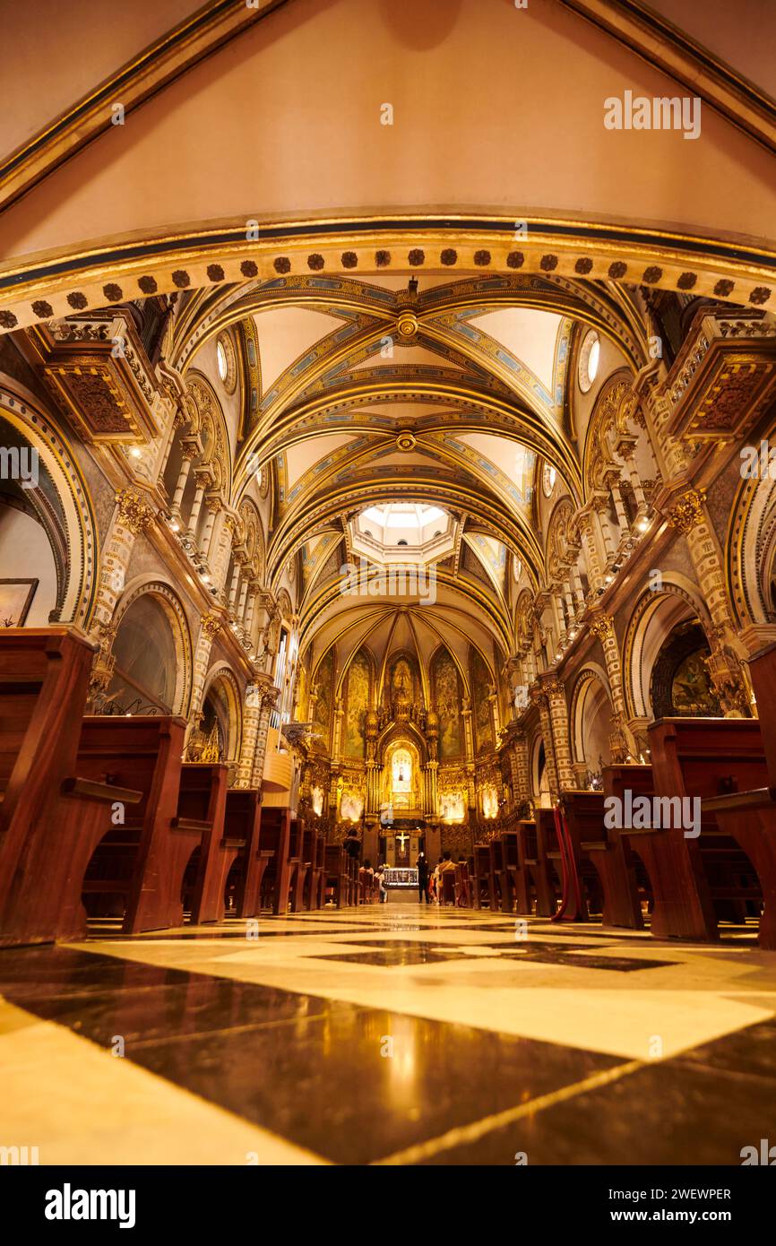 Montserrat Monastery cathedral, church near Barcelona, Catalonia, Spain ...