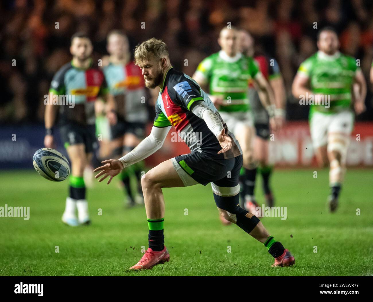 Harlequins Tyrone Green in action during the Harlequins vs Leicester ...