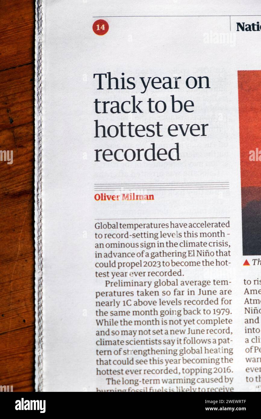 'This year on track to be hottest ever recorded' Guardian newspaper ...