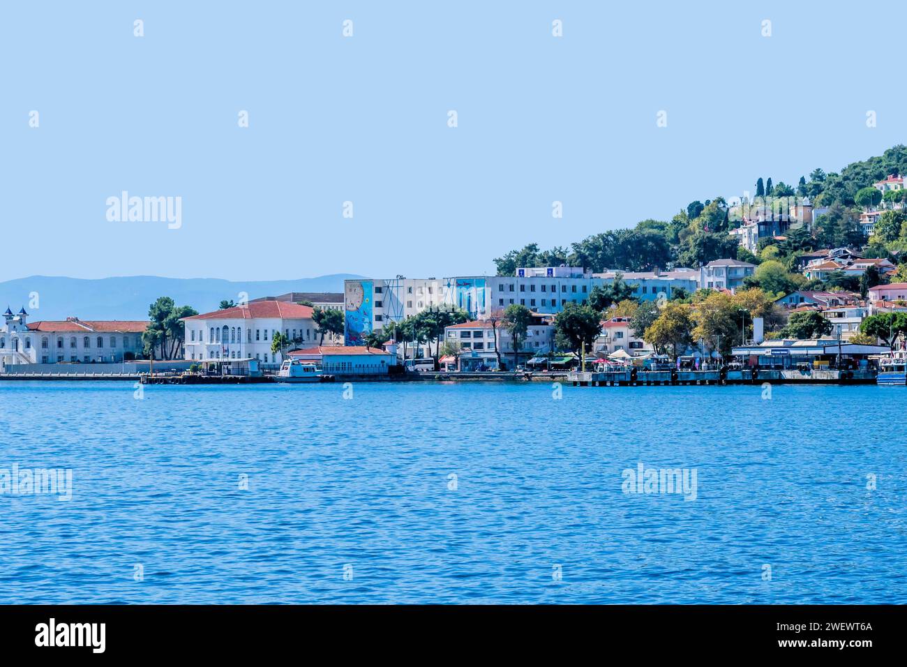 Port of Princess Island with buildings and houses around harbor in ...