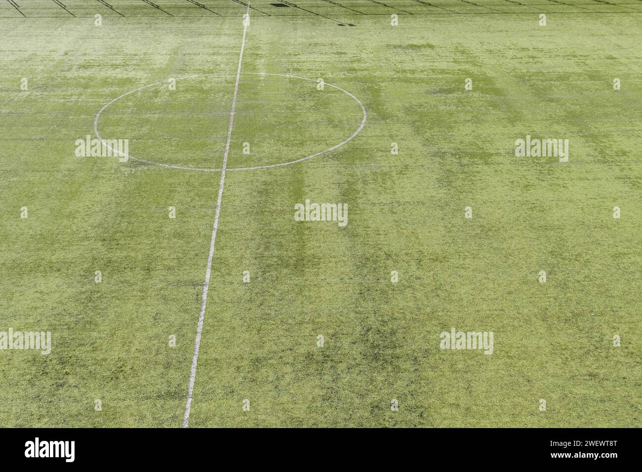 Mid-field line on green soccer field on sunny day in Istanbul, Tuerkiye Stock Photo - Alamy