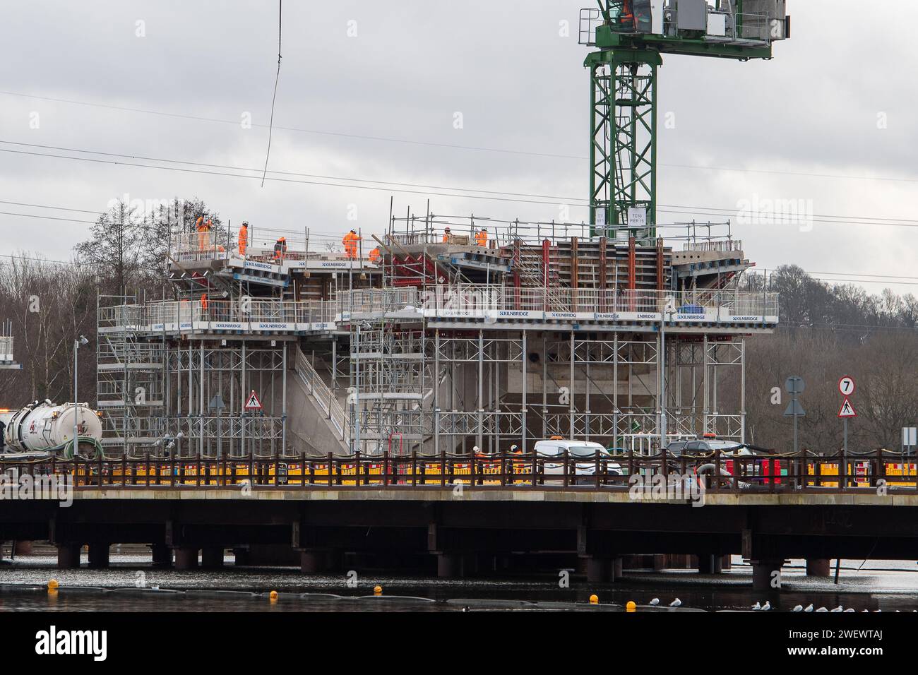 Harefield, UK. 25th January, 2024. HS2 construction work is continuing in Harefield, in the ...