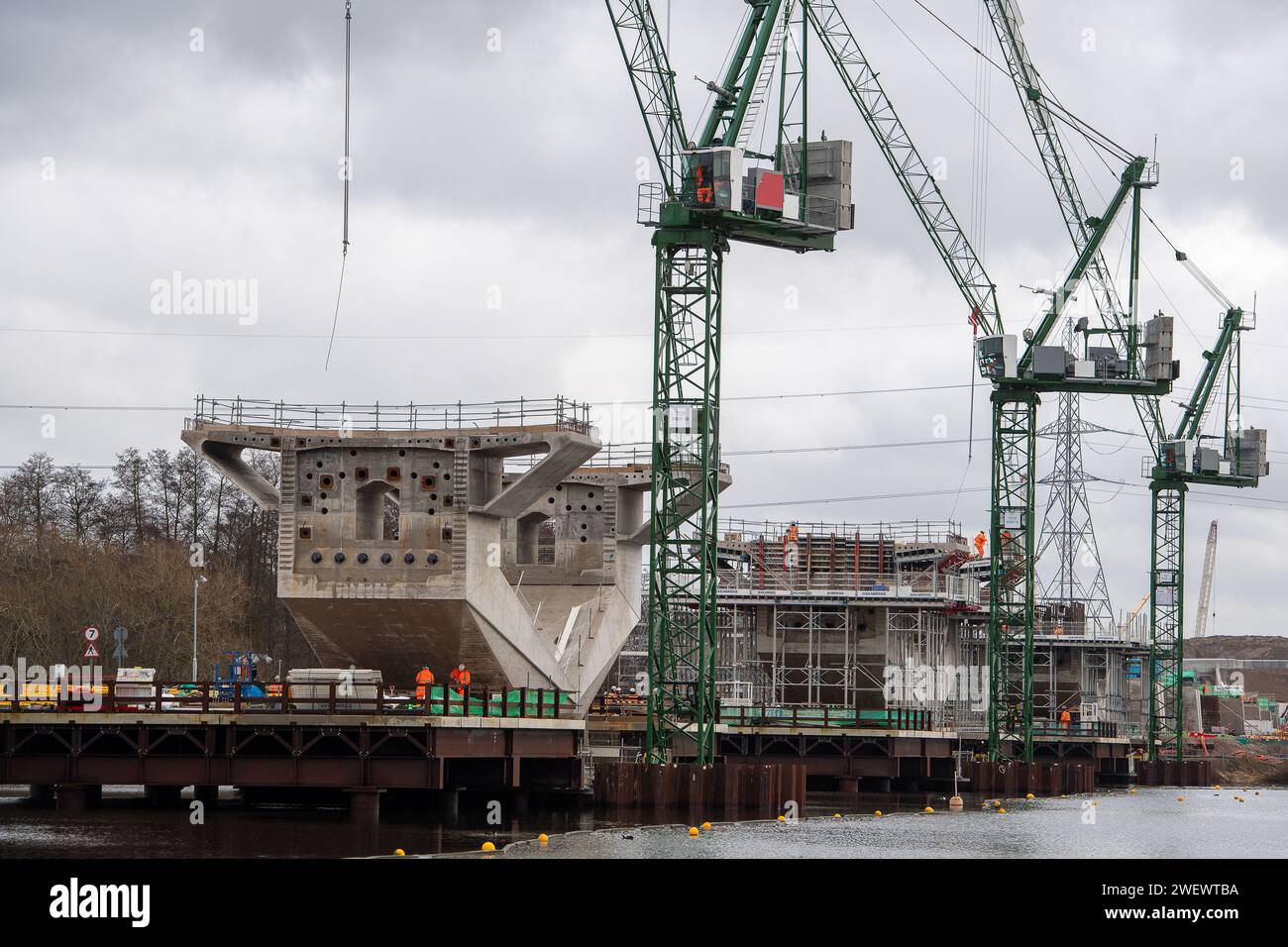 Harefield, UK. 25th January, 2024. HS2 construction work is continuing ...