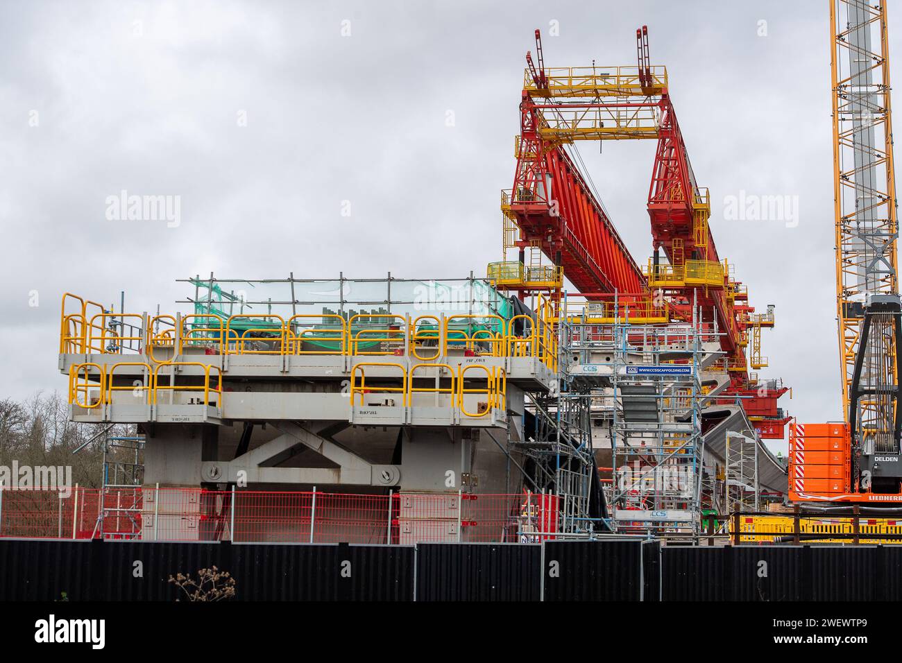 Harefield, UK. 25th January, 2024. HS2 construction work is continuing in Harefield, in the ...