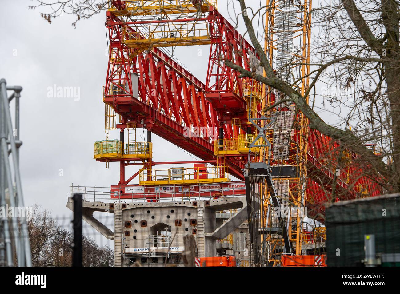 Harefield, UK. 25th January, 2024. HS2 construction work is continuing ...