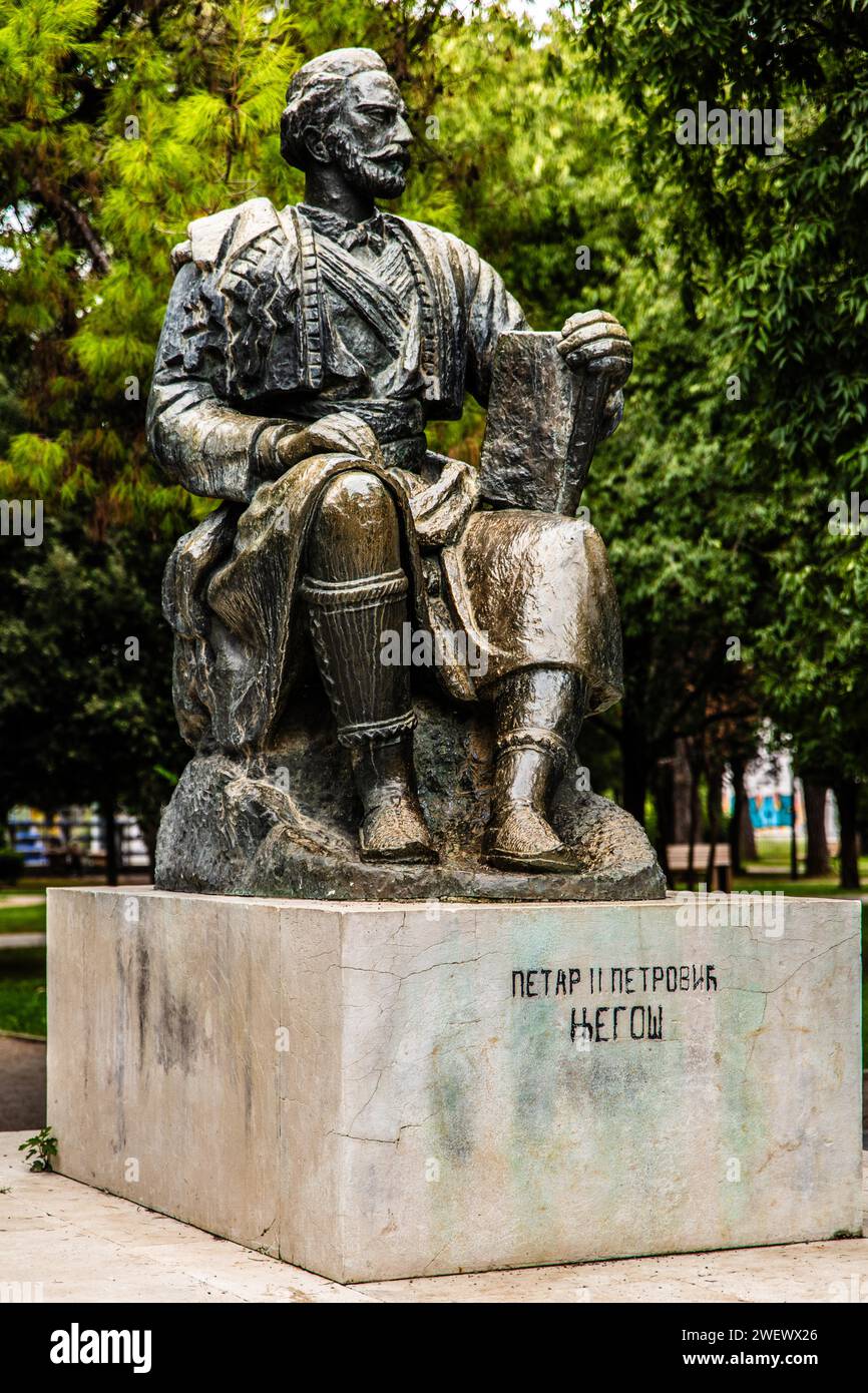 Statue of Petar II Petrovic Njegos, prince-bishop of Montenegro and one ...