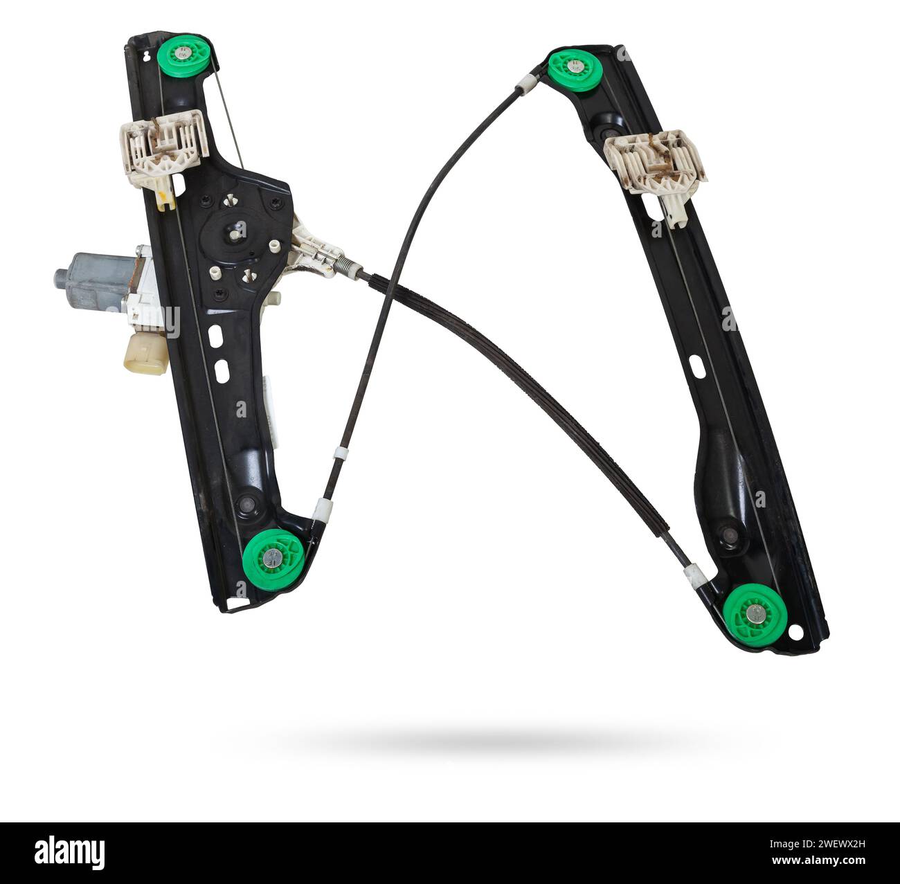 Electric window mechanism motor for a car on a white isolated ...