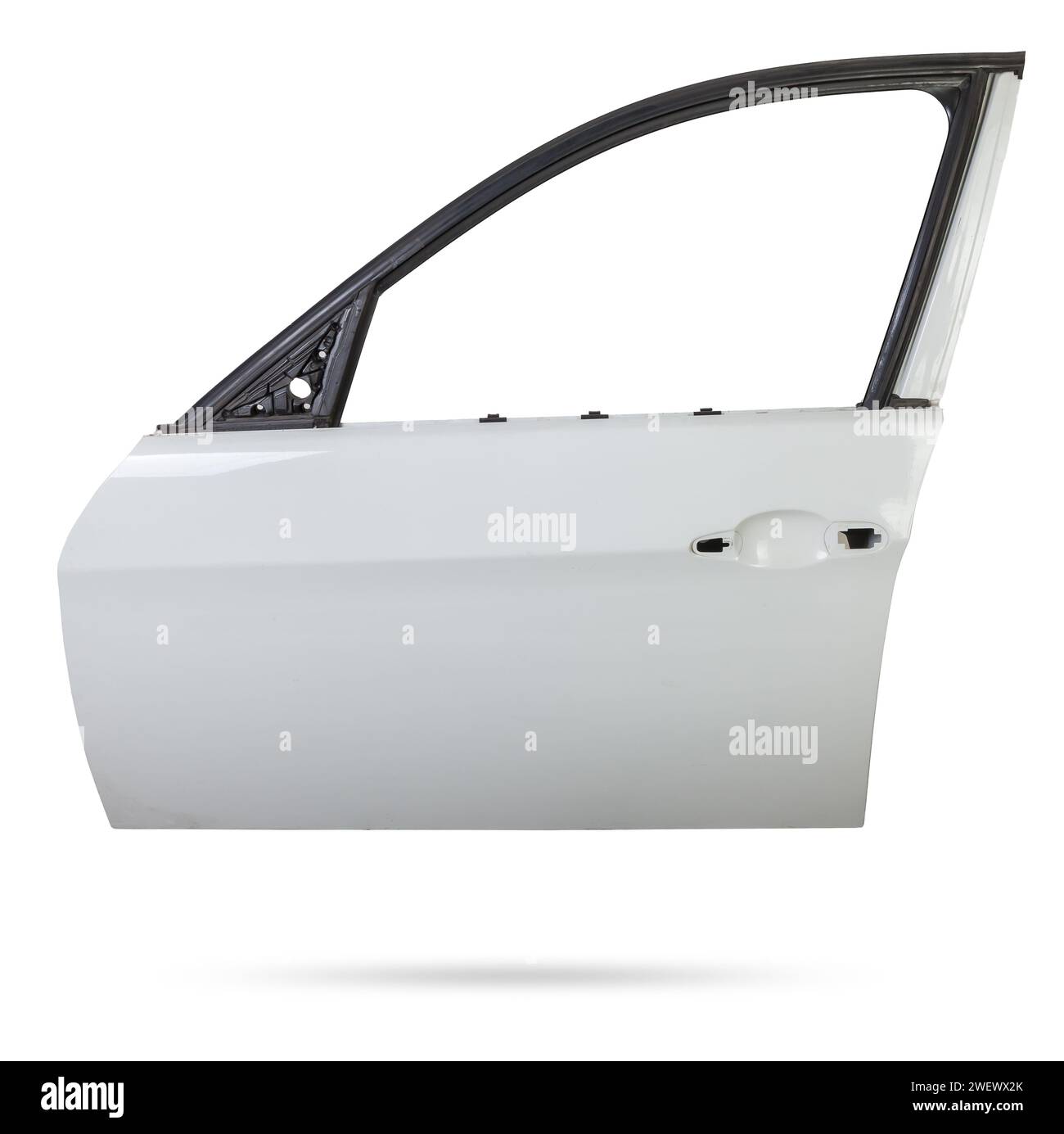 The front door of the car is white on a white isolated background. Body ...