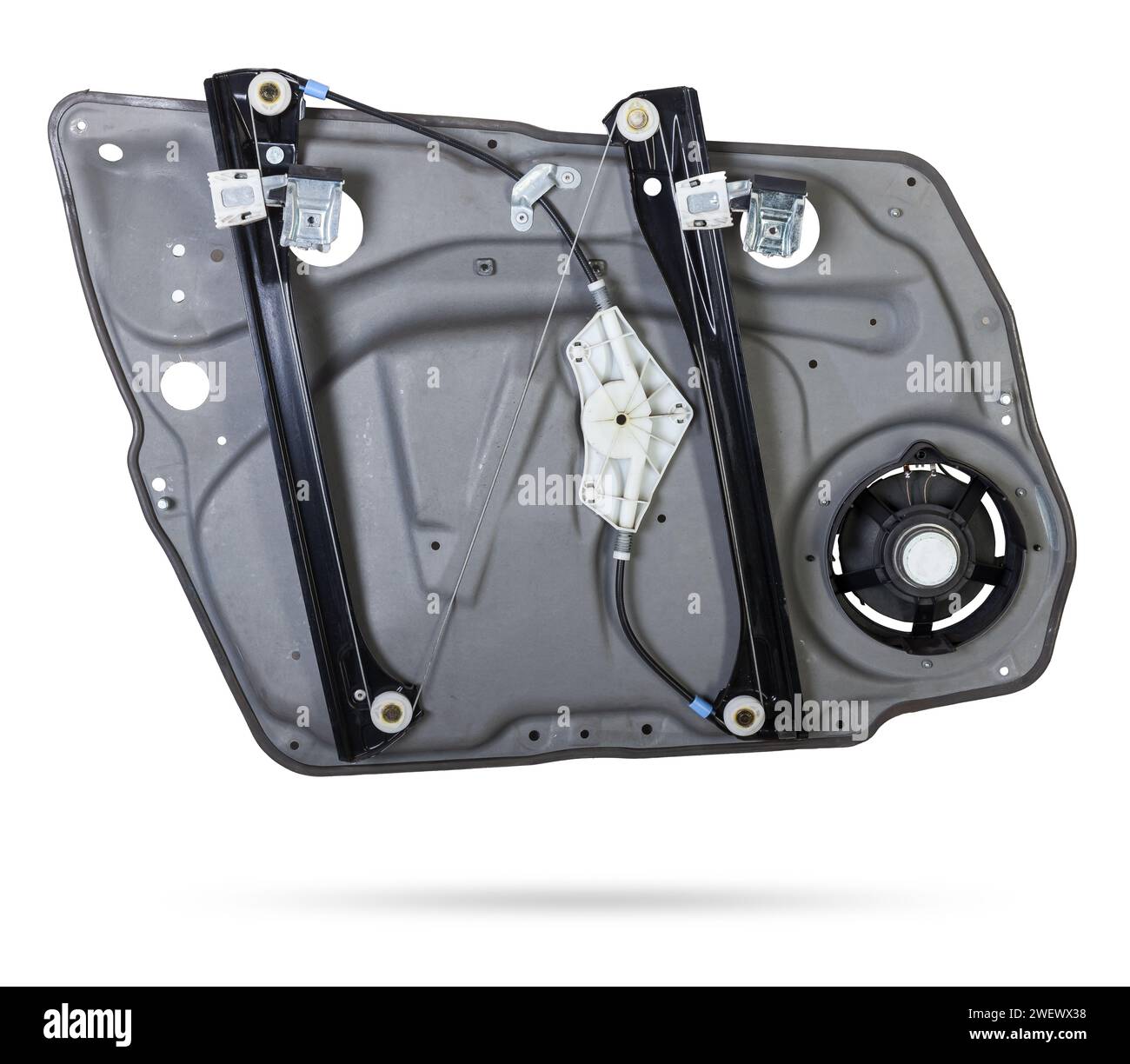 Electric window mechanism motor for a car on a white isolated ...