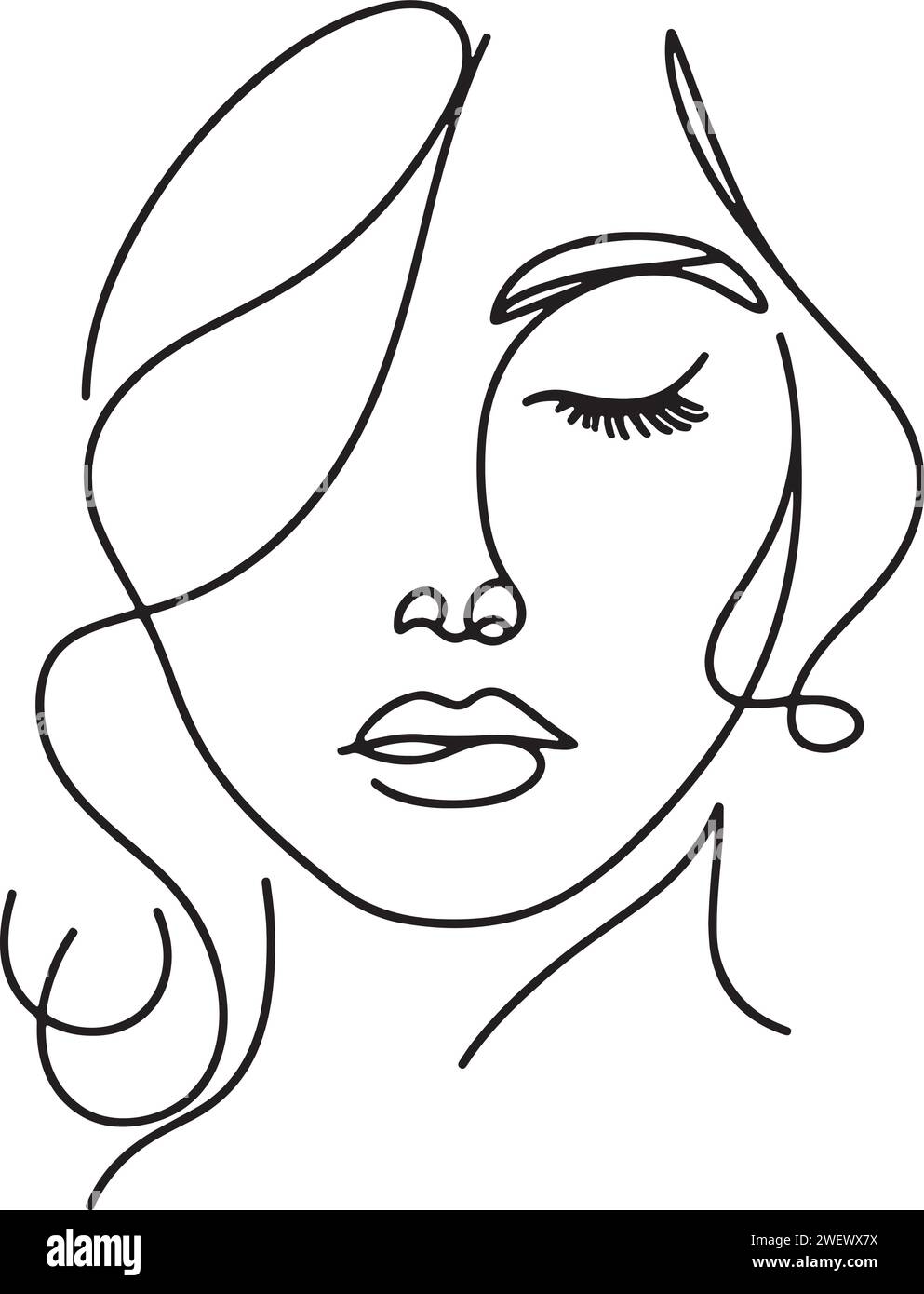 abstract woman face vector background line art. Portrait abstract face ...