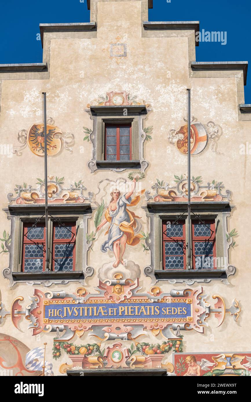 Lindau on Lake Constance, town hall, Renaissance style, stepped gable ...