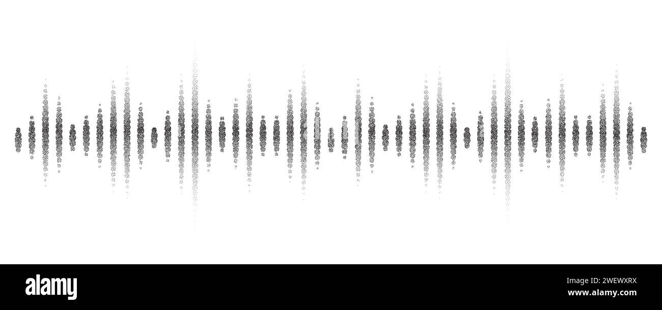 Sound wave pattern. Dotted music frequency. Halftone grunge border ...