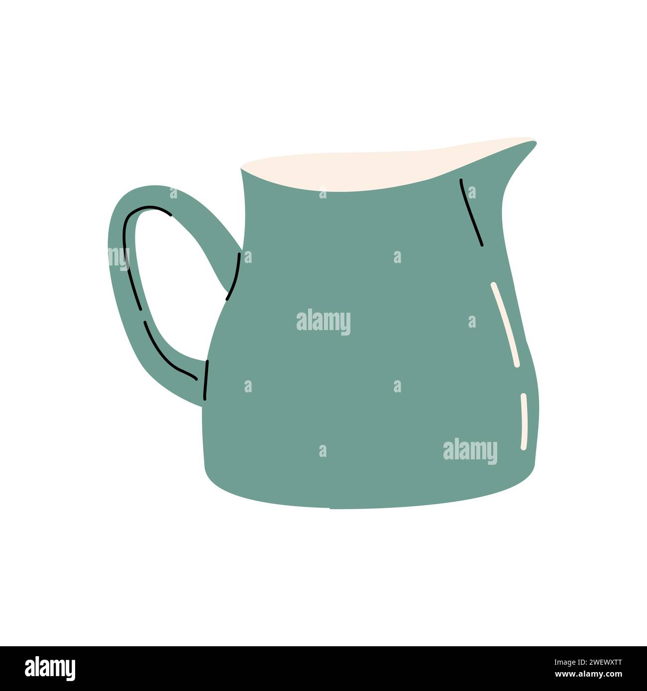 Hand drawn Retro milk pot in ceramic isolated. Vector illustration for ...