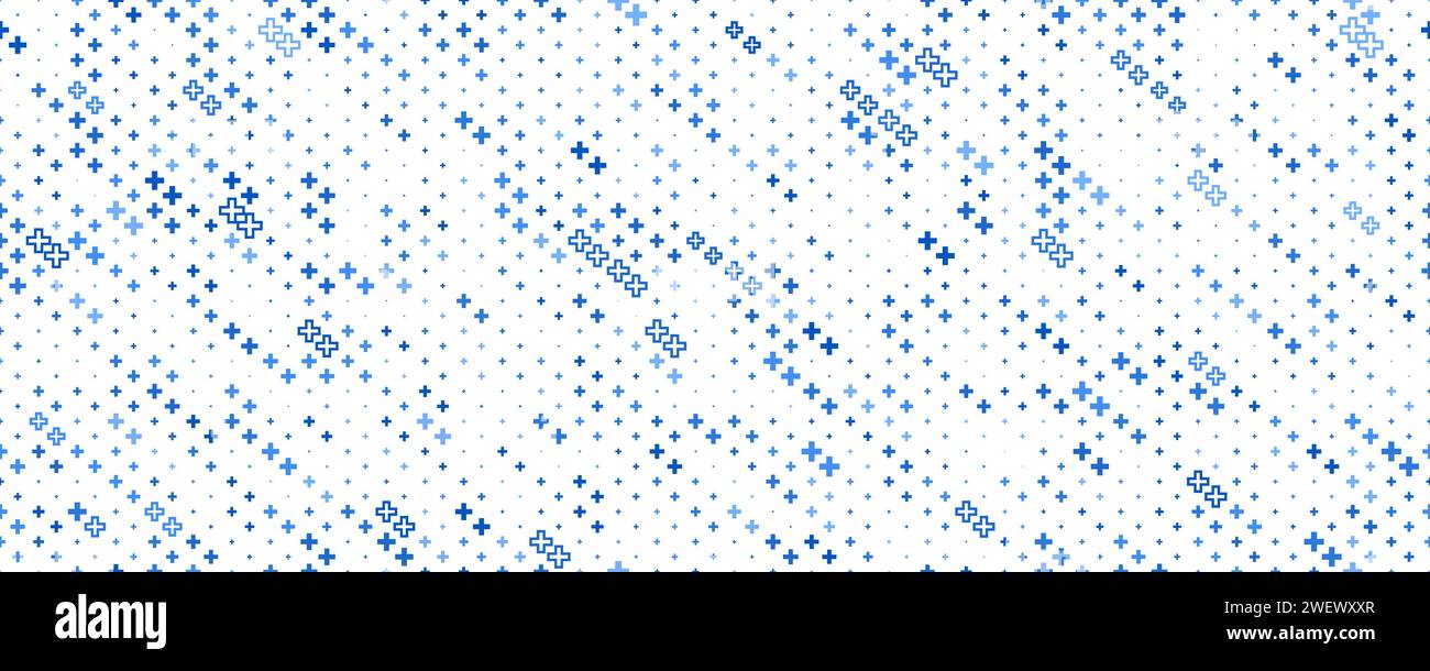 Medical cross and plus background. Abstract seamless blue pattern for ...