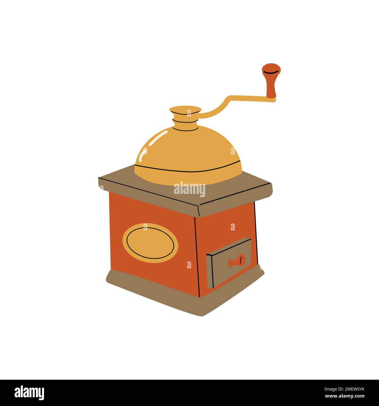 retro coffee grinder in cartoon Hand drawn style. Vector illustration ...