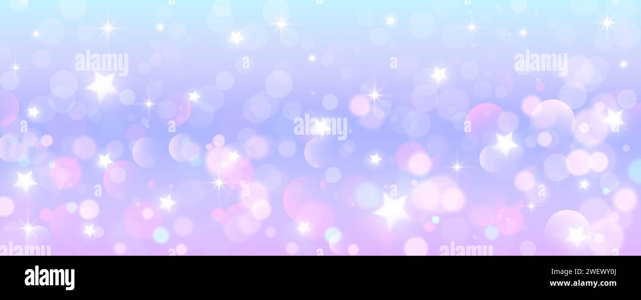 Purple unicorn background. Pastel watercolor sky with glitter stars and ...