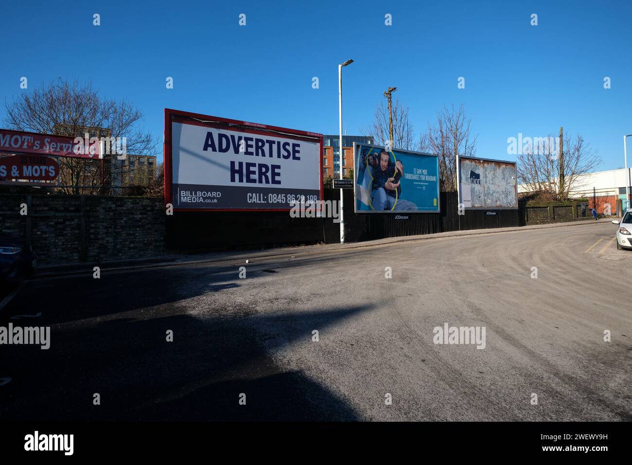 Advertising billboards just off Redstone hill and Redhill railway ...