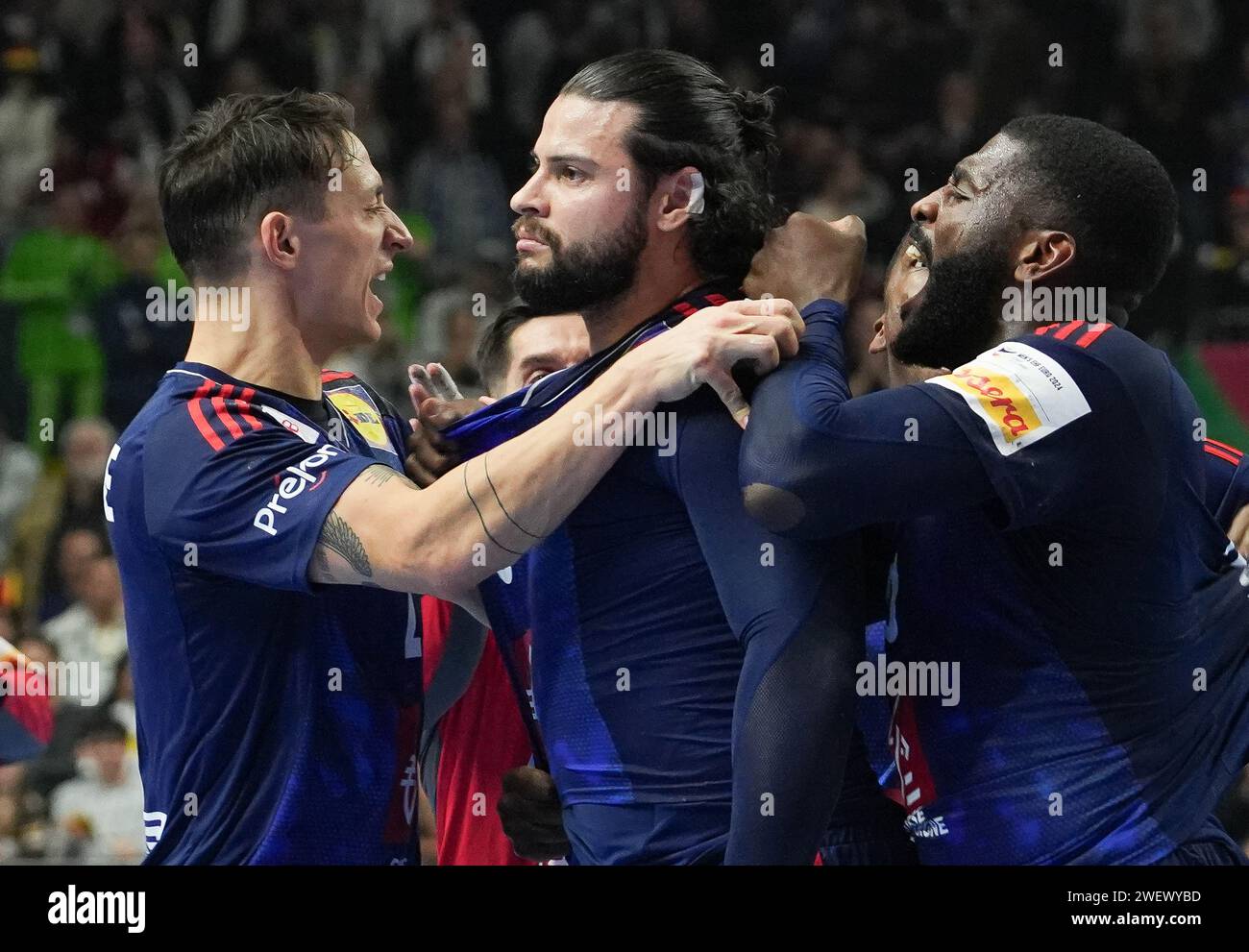 Celebration Goal Elohim Prandi of France during the Men's EHF Euro 2024 ...
