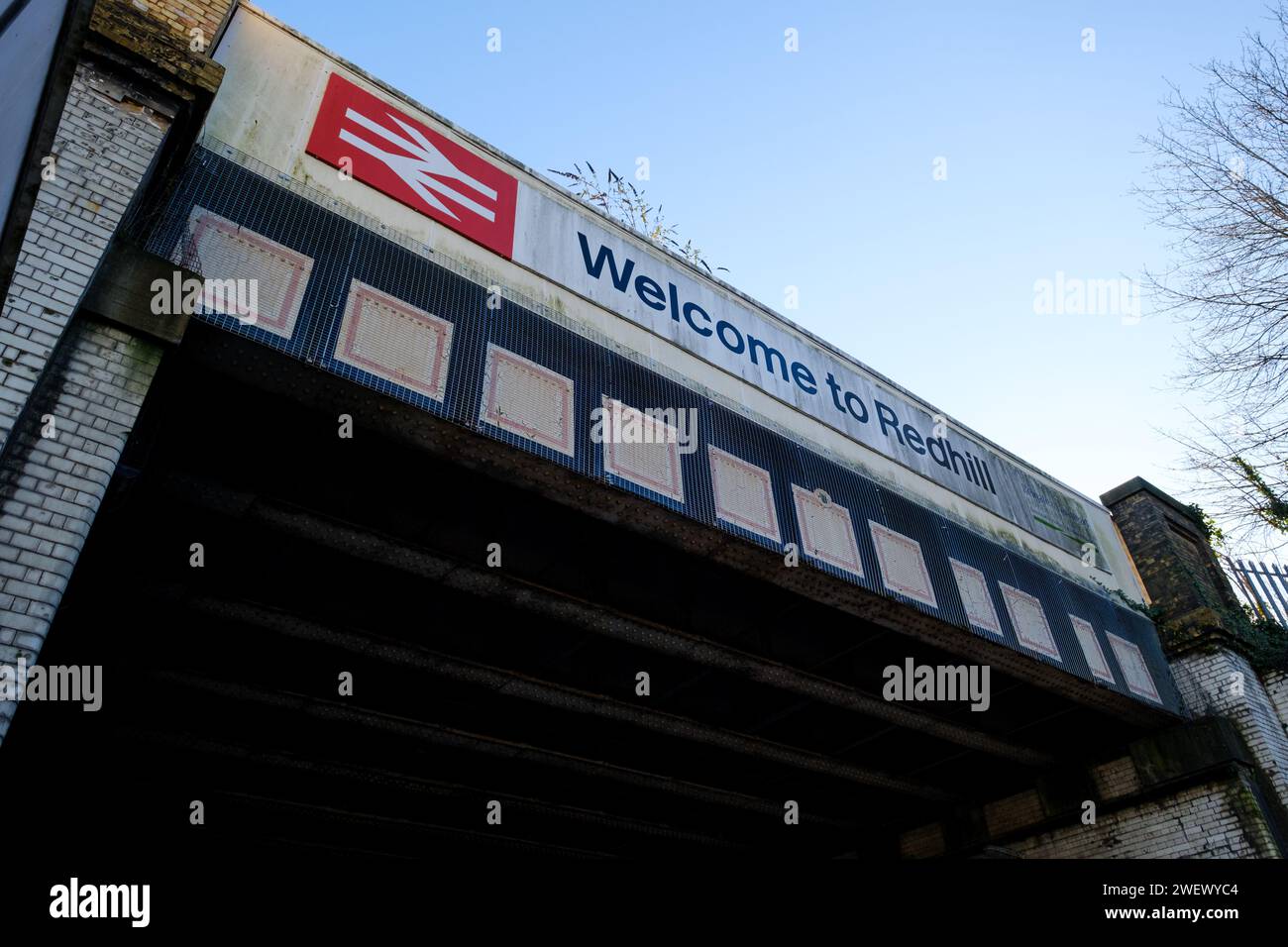 The railway bridge next to the train station in Redhill Surrey with ...