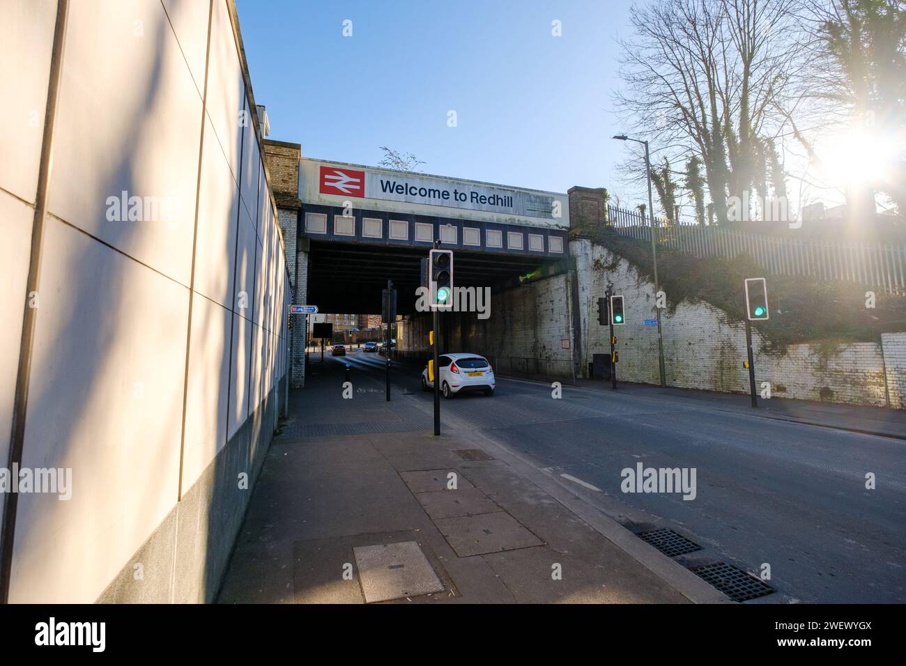 The railway bridge next to the train station in Redhill Surrey with ...