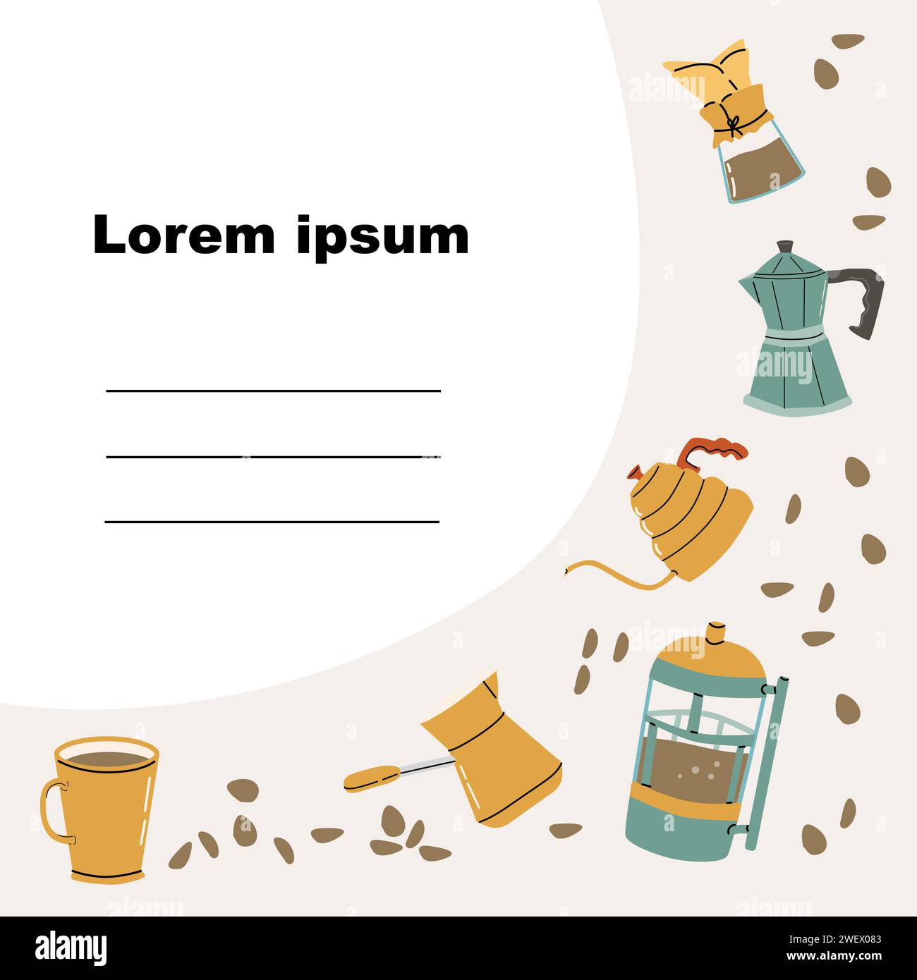 Coffee brewing equipment pots banner background with copy space. Vector ...