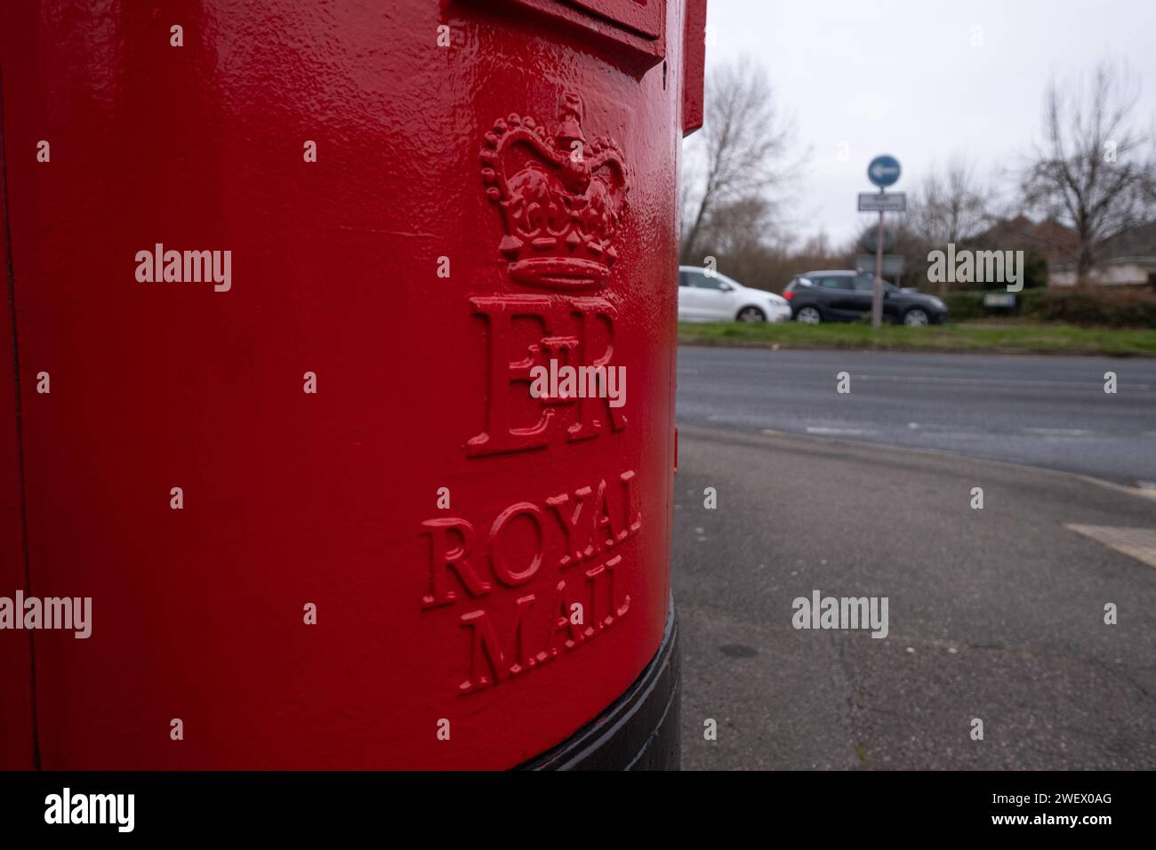 A double post box with ER markings on colour red in Bournemouth Dorset ...