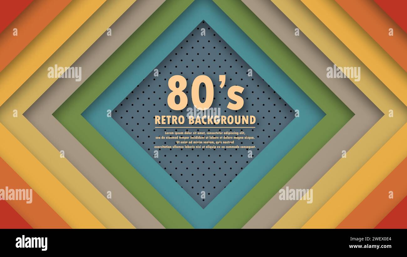 Retro abstract 1980s colorful background with geometric element ...
