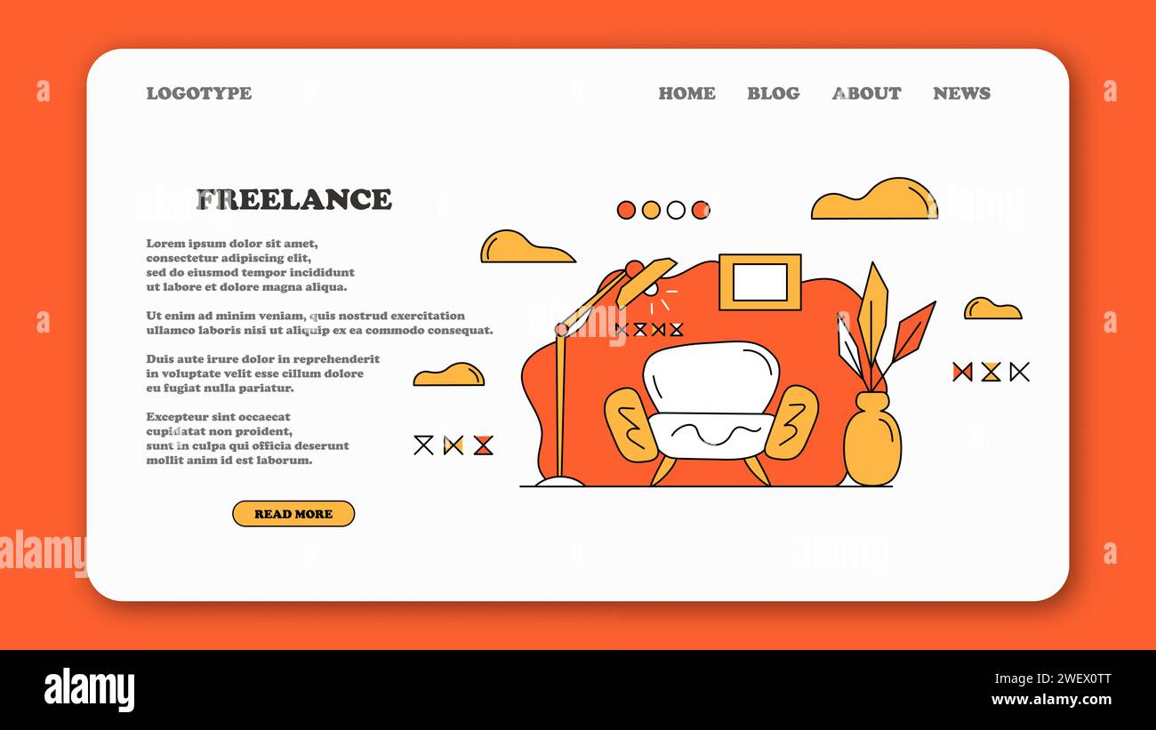 Landing page about freelancing. Freelancers organization concept ...