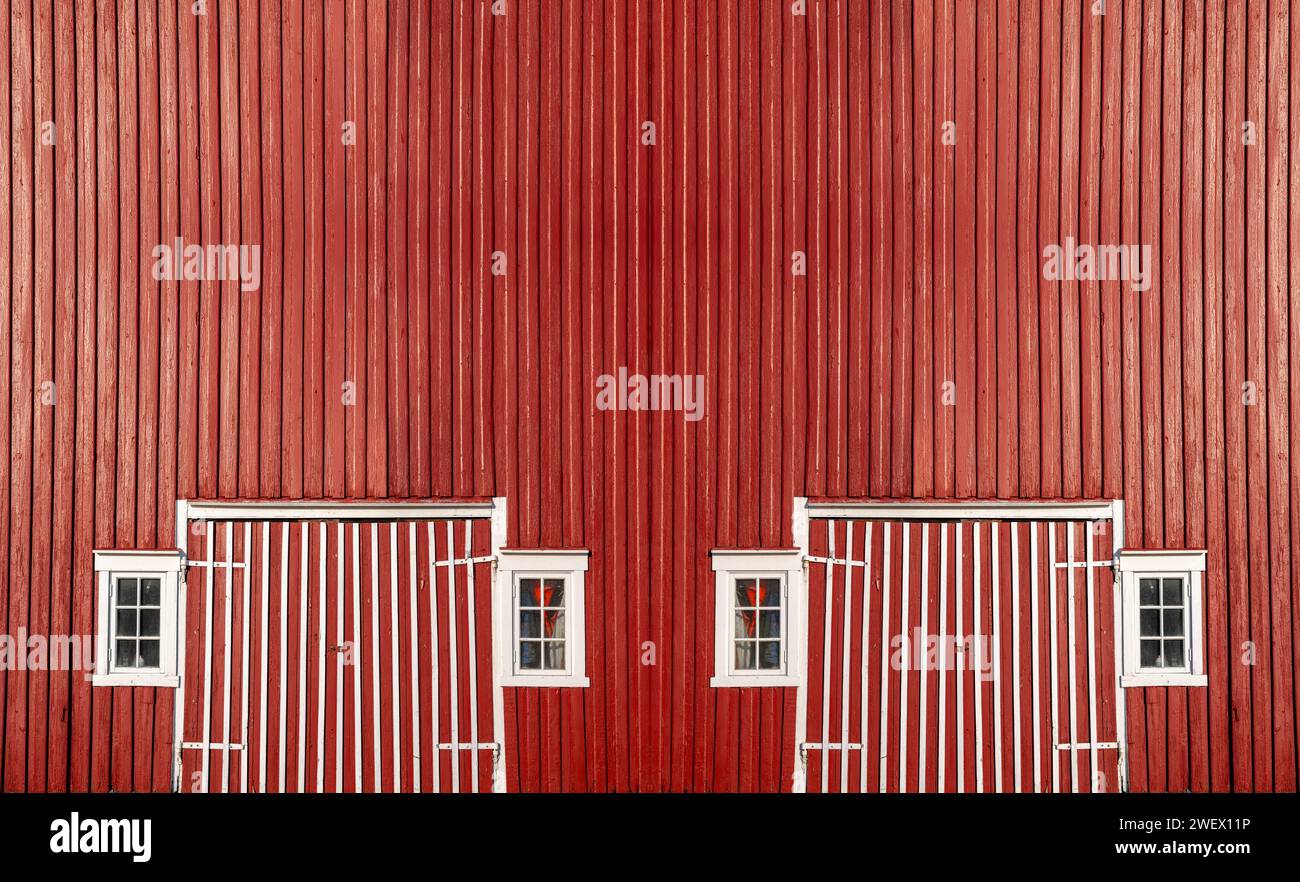Traditional red timber constructed barn, Norway Stock Photo - Alamy