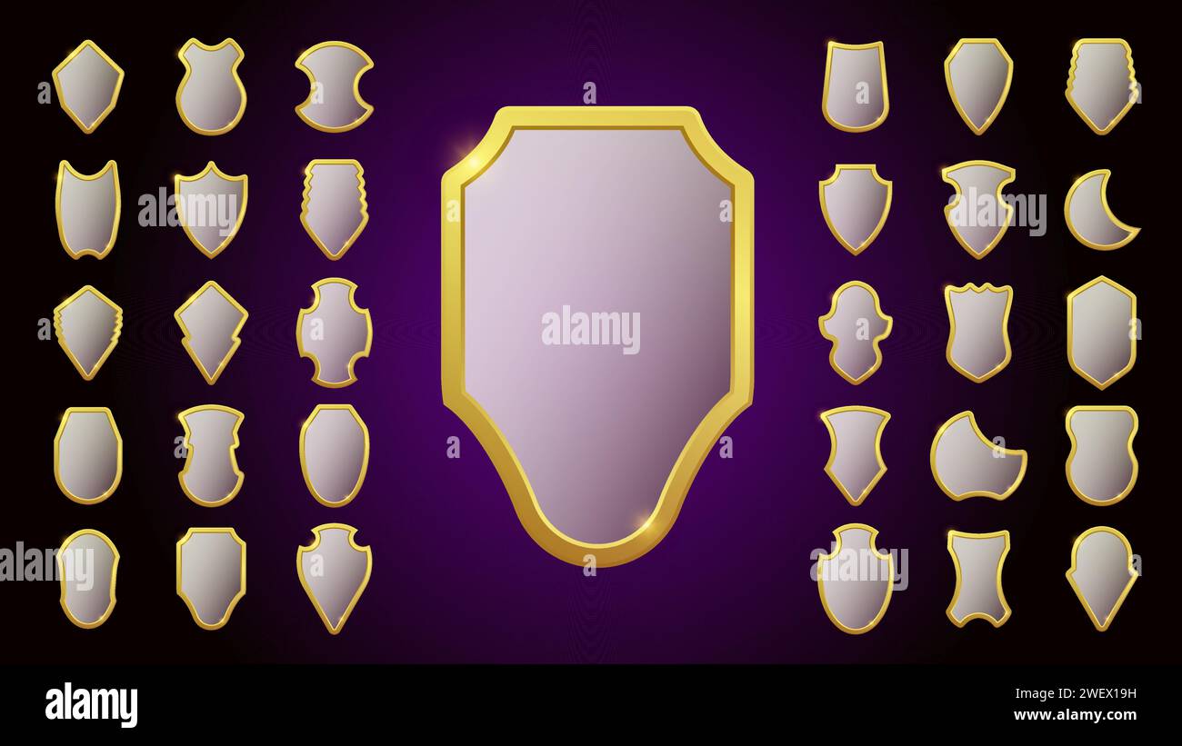 Set of glass glossy shield. Vector illustration Stock Vector Image ...