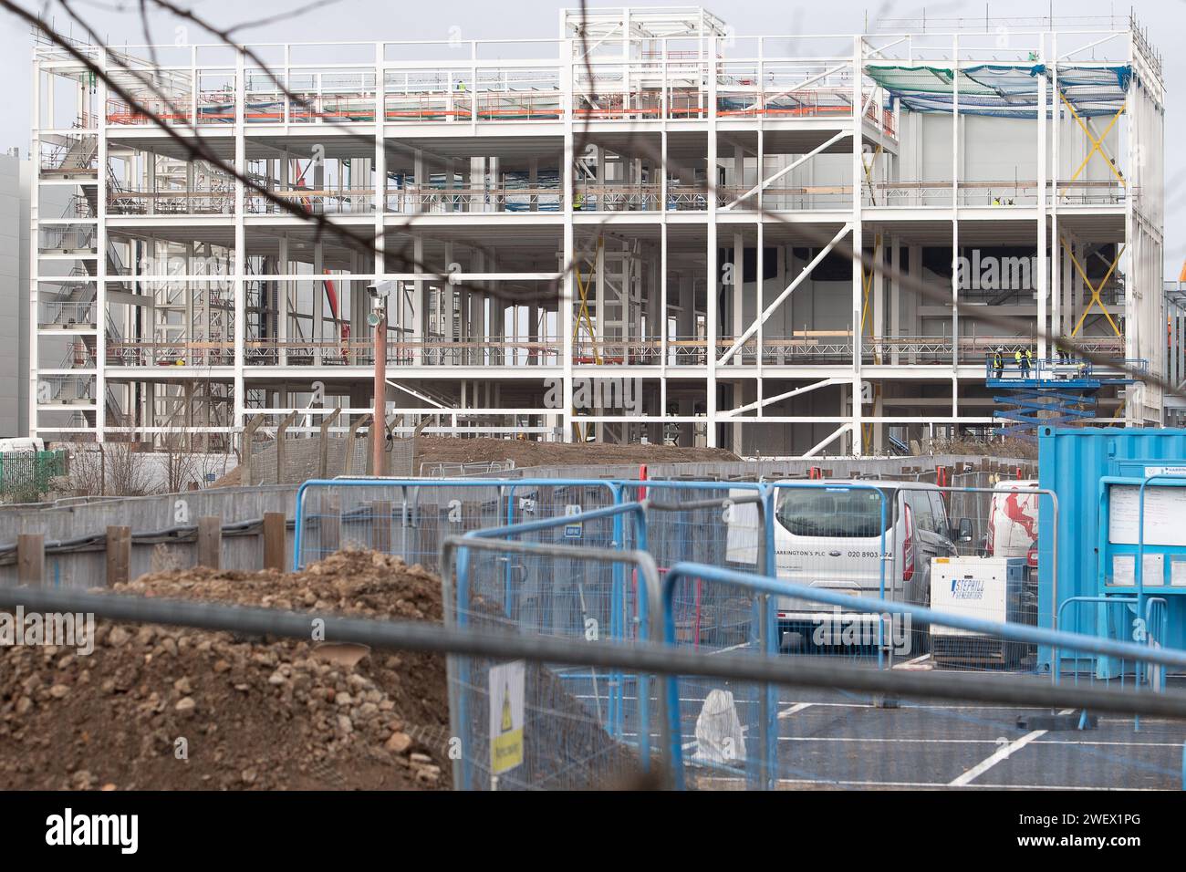 Slough, UK. 25th January, 2024. Construction work is continuing on two ...