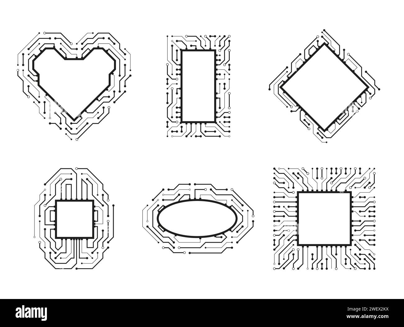 Electronic chip, CPU border and digital circuit line board Stock Vector ...